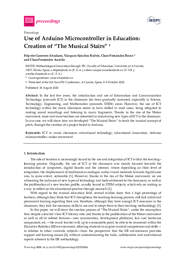 (PDF) Use of Arduino Microcontroller in Education: Creation of "The Musical Stairs"
