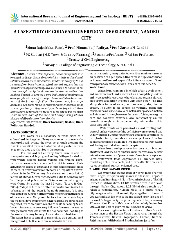 (PDF) A CASE STUDY OF GODAVARI RIVERFRONT DEVELOPMENT, NANDED CITY