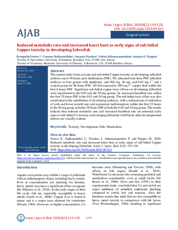 (PDF) Reduced metabolic rate and increased heart beat as early signs of ...