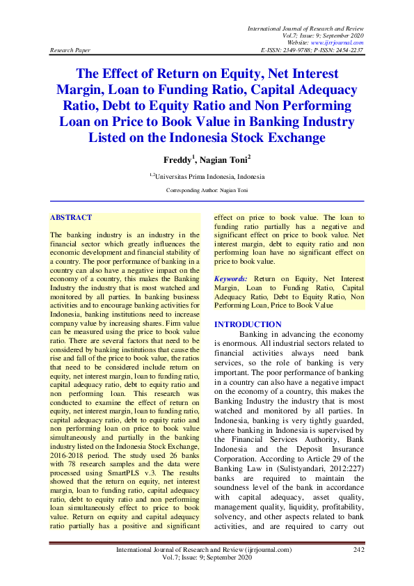 (PDF) The Effect of Return on Equity, Net Interest Margin, Loan to ...