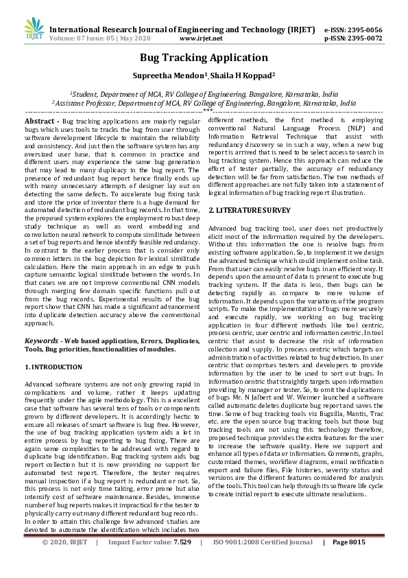 (PDF) Bug Tracking Application