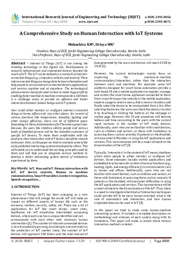 (PDF) A Comprehensive Study on Human Interaction with IoT Systems