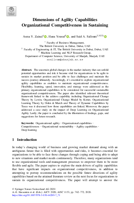 (PDF) Dimensions of Agility Capabilities Organizational Competitiveness ...