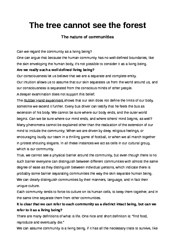 (PDF) The tree cannot see the forest