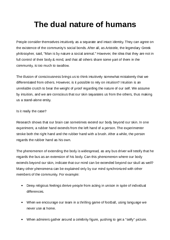 (PDF) The Dual nature of Human