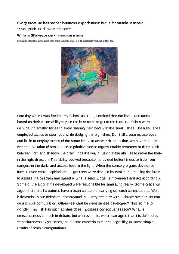 (PDF) Every creature has "consciousness experiences"