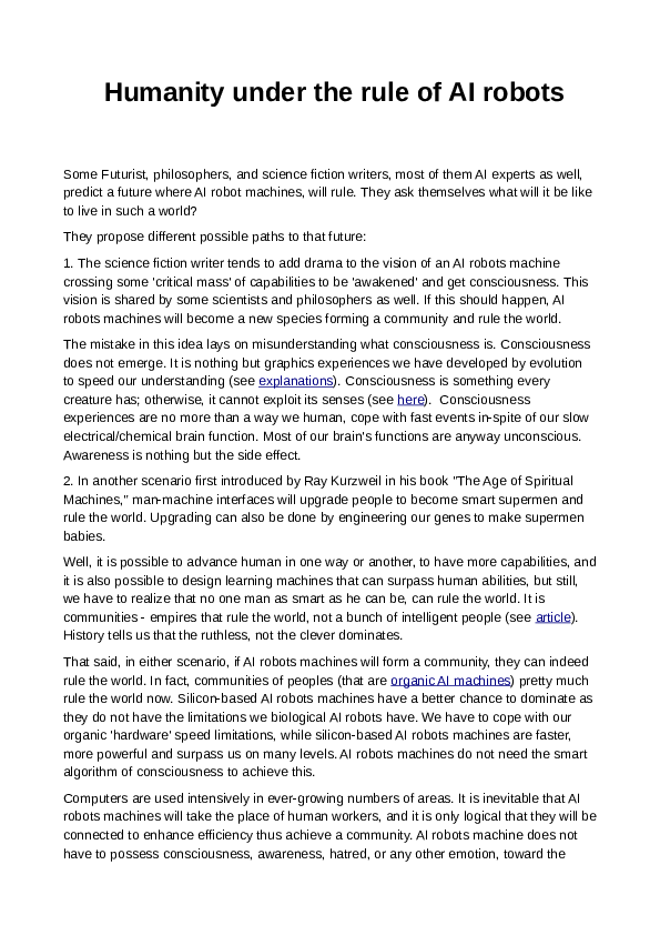 (PDF) Humanity under the rule of AI robots