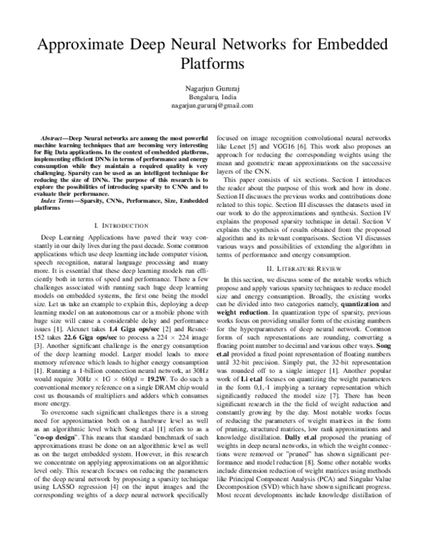 (PDF) Approximate Deep Neural Networks for Embedded Platforms