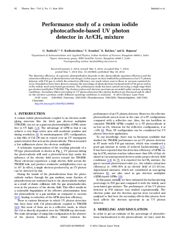 (PDF) Performance study of a cesium iodide photocathode-based UV photon ...