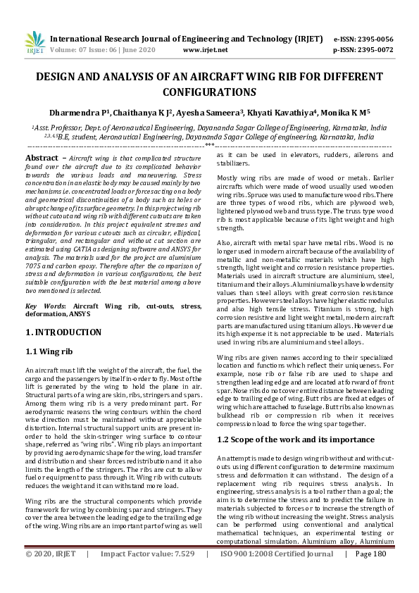 (PDF) DESIGN AND ANALYSIS OF AN AIRCRAFT WING RIB FOR DIFFERENT ...