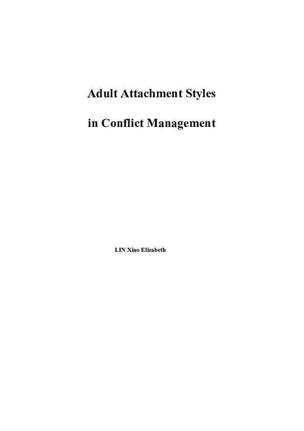 (PDF) Adult Attachment Styles in Conflict Management