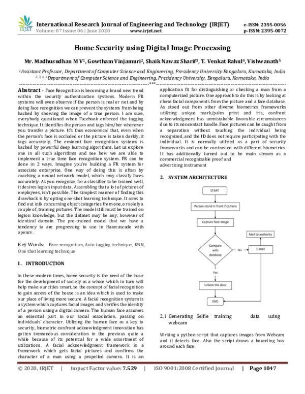 (PDF) Home Security using Digital Image Processing