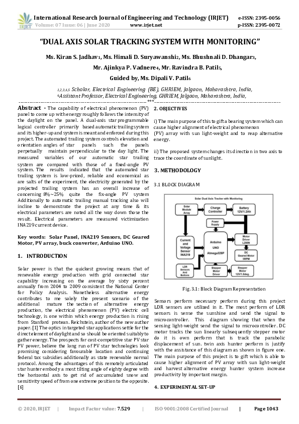 (PDF) IRJET-Dual Axis Solar Tracking System with Monitoring