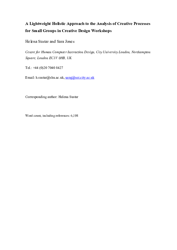 (PDF) A Lightweight Holistic Approach to the Analysis of Creative ...