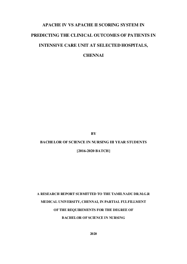 (PDF) APACHE IV VS APACHE II SCORING SYSTEM IN PREDICTING THE CLINICAL ...