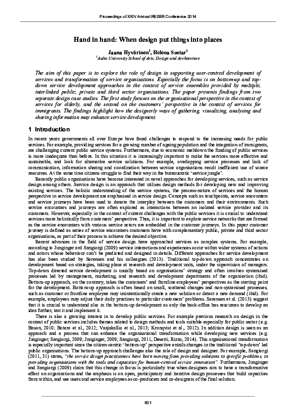 (PDF) Hand in hand: When design put things into places