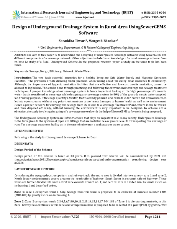 (PDF) IRJET- Design of Underground Drainage System in Rural Area ...