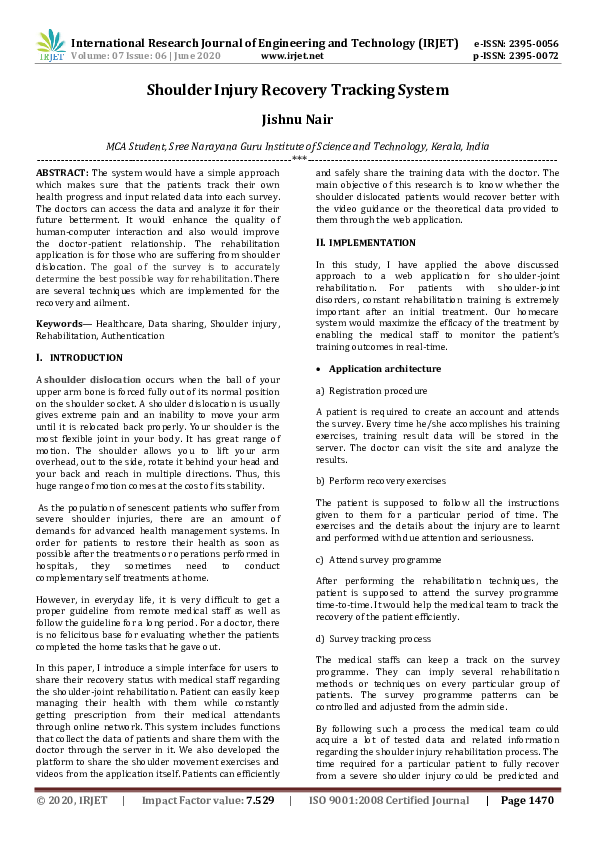 (PDF) Shoulder Injury Recovery Tracking System