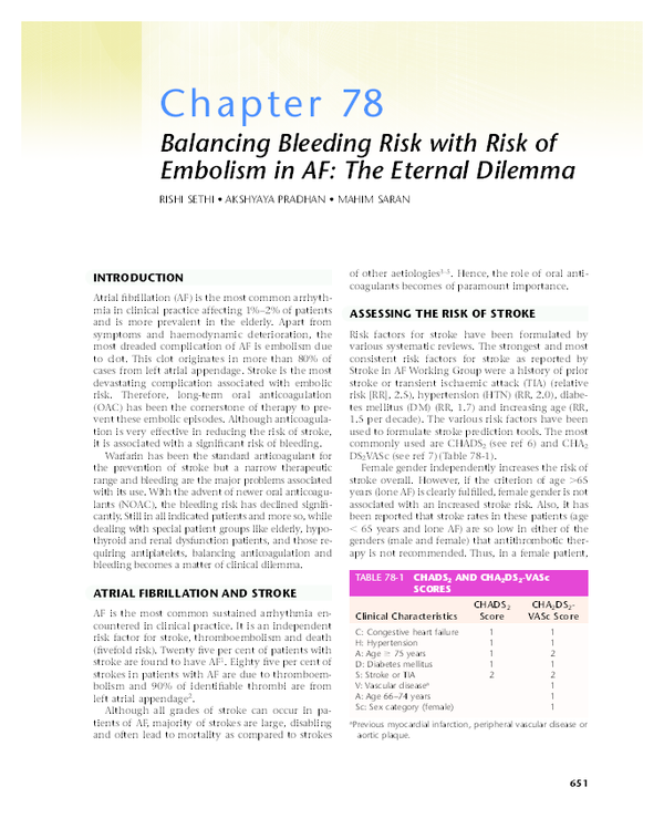 (PDF) Chapter 78 -Balancing Bleeding Risk with Risk of Embolism in AF ...
