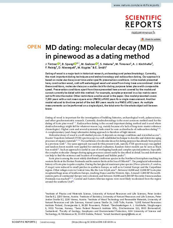 (PDF) MD dating: molecular decay (MD) in pinewood as a dating method