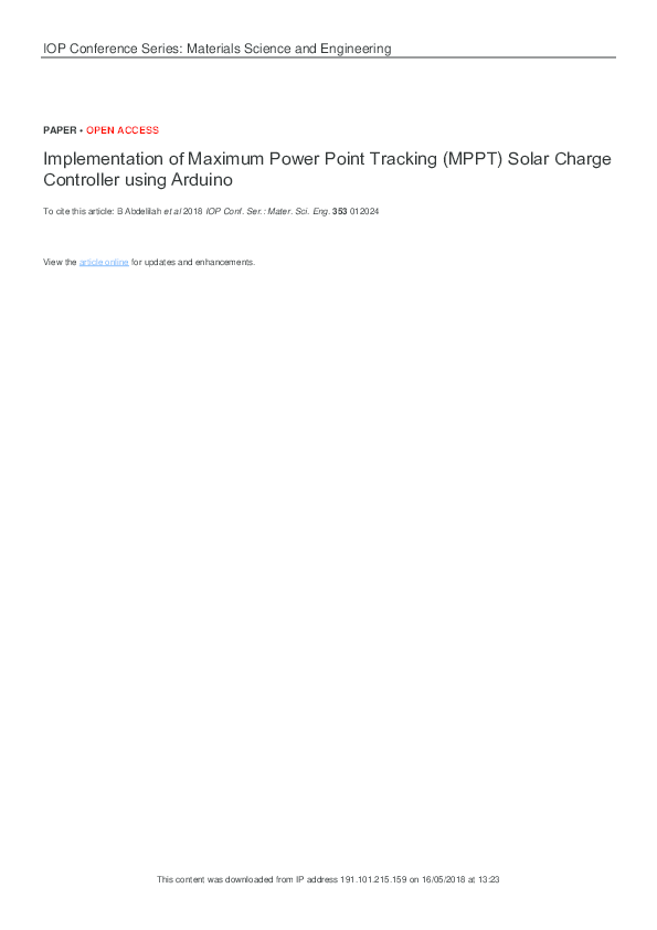 (PDF) Implementation of Maximum Power Point Tracking (MPPT) Solar ... (PDF) Implementation of Maximum Power Point Tracking (MPPT) Solar ...