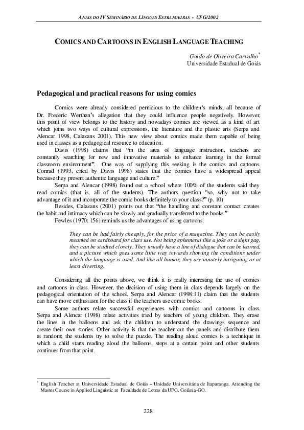 (PDF) COMICS AND CARTOONS IN ENGLISH LANGUAGE TEACHING