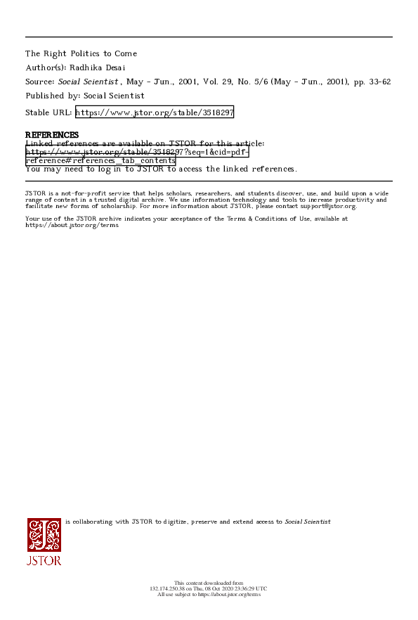 (PDF) The Right Politics to Come (2001)