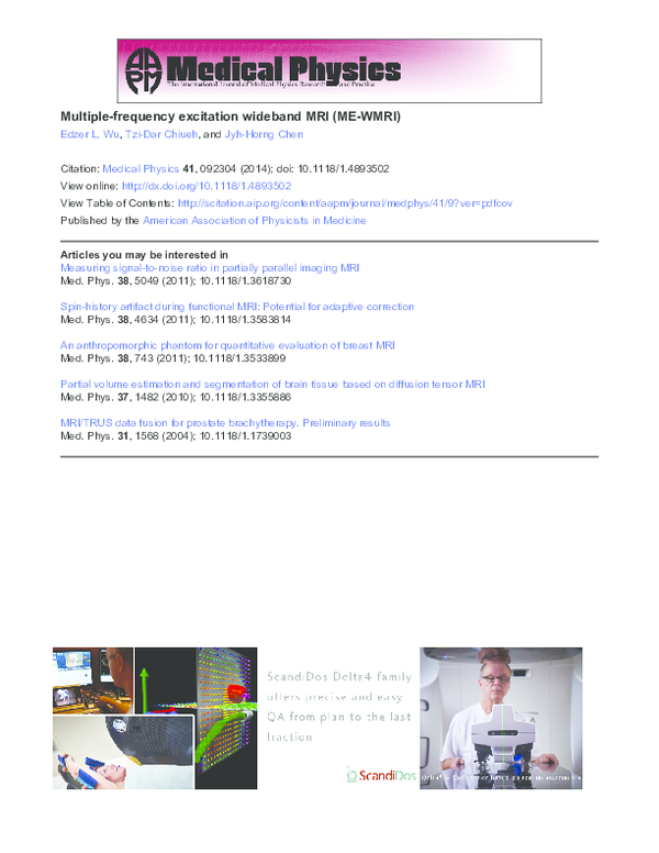 (PDF) Multiple-frequency excitation wideband MRI (ME-WMRI)