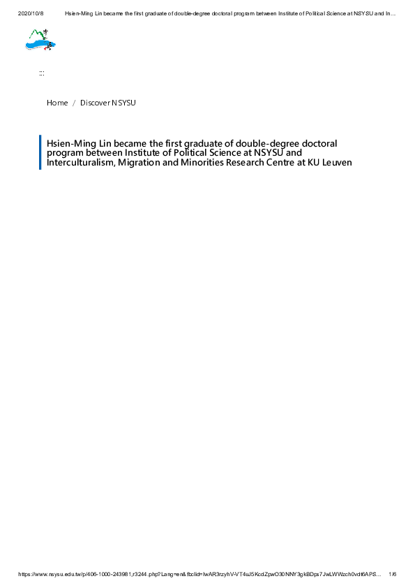 (PDF) Hsien-Ming Lin became the first graduate of double-degree ...