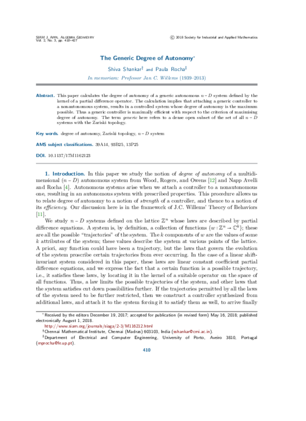 (PDF) The Generic Degree of Autonomy