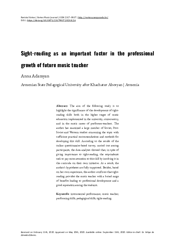 (PDF) Sight-reading as an important factor in the professional growth ...