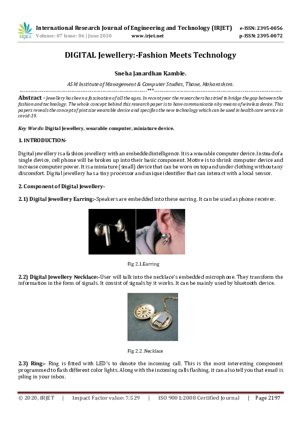 (PDF) IRJET- DIGITAL Jewellery:-Fashion Meets Technology