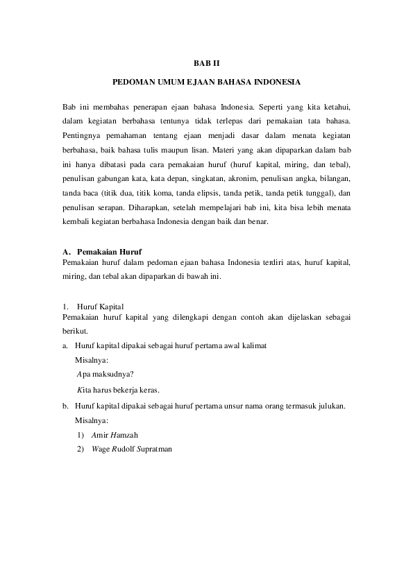 (PDF) BAB II PEDOMAN UMUM EJAAN BAHASA INDONESIA