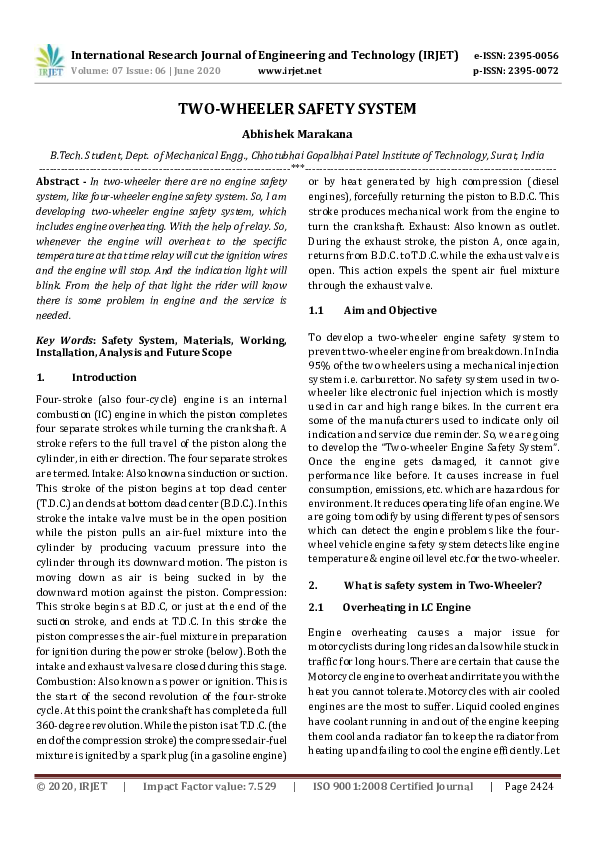 (PDF) IRJET- TWO-WHEELER SAFETY SYSTEM
