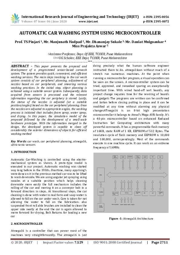 (PDF) IRJET- AUTOMATIC CAR WASHING SYSTEM USING MICROCONTROLLER
