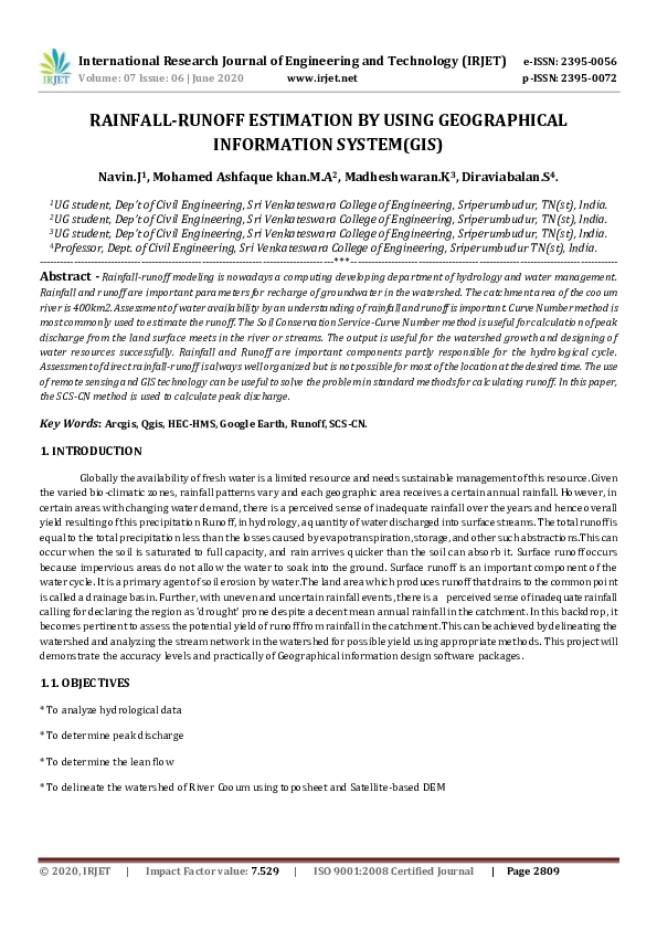(PDF) IRJET-Rainfall-Runoff Estimation by using Geographical ... (PDF) IRJET-Rainfall-Runoff Estimation by using Geographical ...