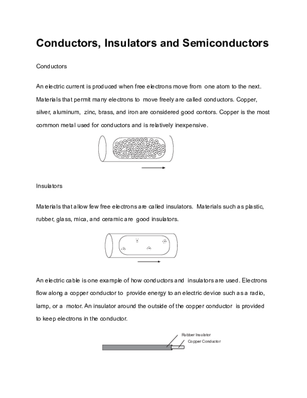 (DOC) Conductors, Insulators and Semiconductors