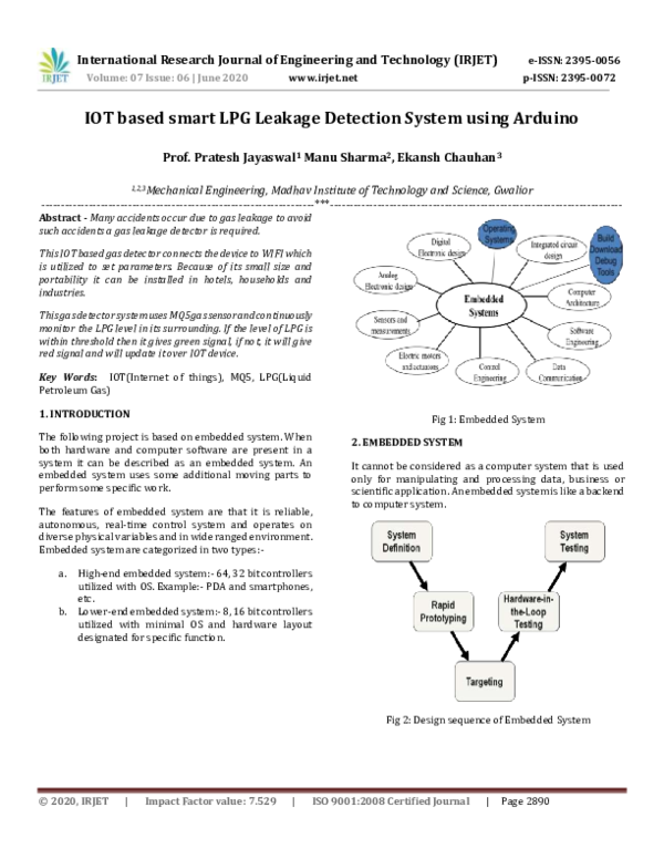 (PDF) IRJET- IOT based smart LPG Leakage Detection System using Arduino