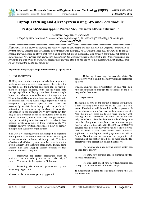 (PDF) IRJET- Laptop Tracking and Alert System using GPS and GSM Module