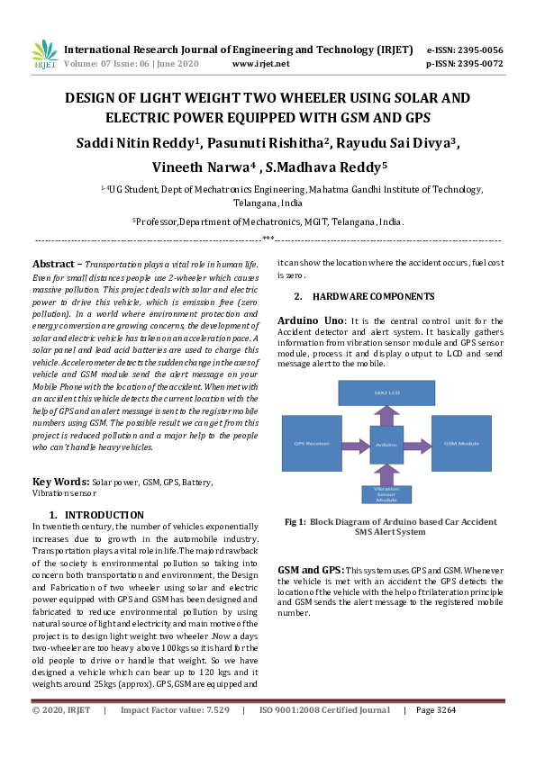 (PDF) IRJET- DESIGN OF LIGHT WEIGHT TWO WHEELER USING SOLAR AND ...