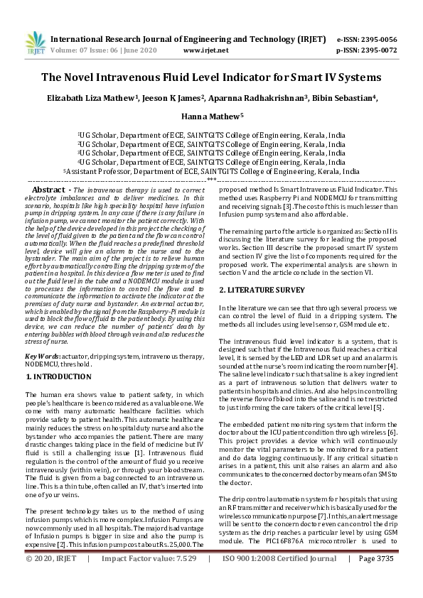 (PDF) IRJET- The Novel Intravenous Fluid Level Indicator for Smart IV ...