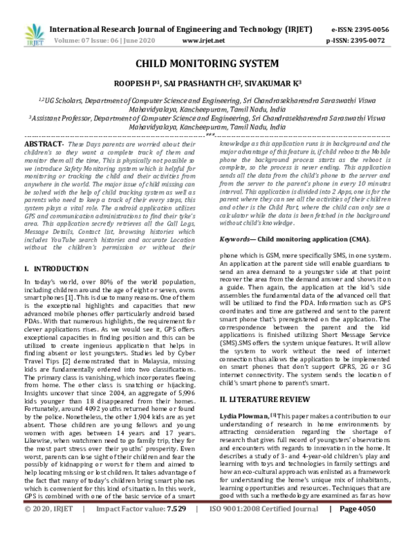 (PDF) IRJET- CHILD MONITORING SYSTEM