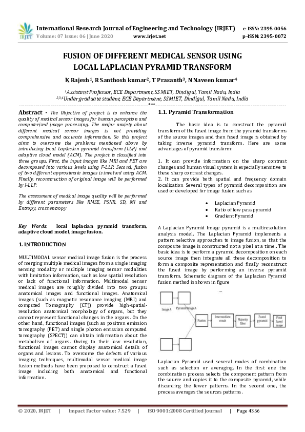 (PDF) IRJET- FUSION OF DIFFERENT MEDICAL SENSOR USING LOCAL LAPLACIAN ...