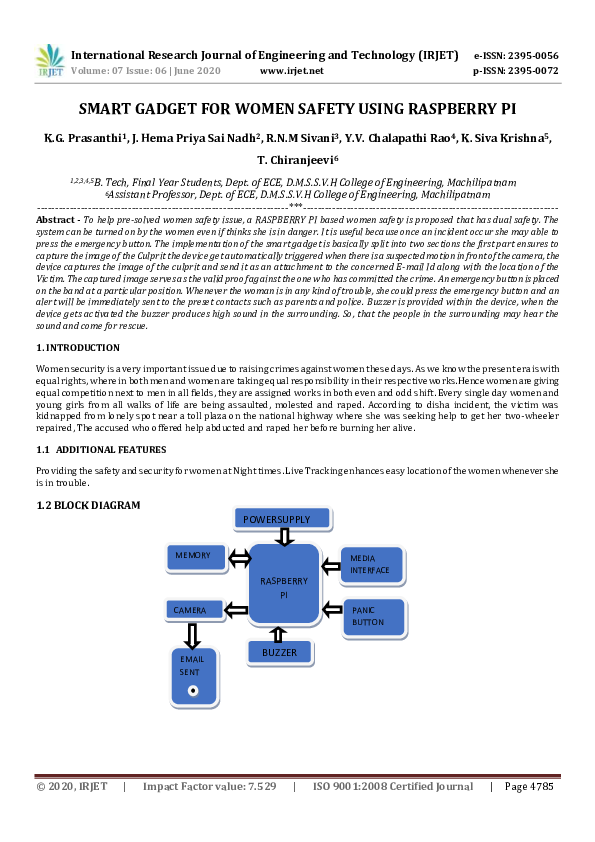 (PDF) IRJET- SMART GADGET FOR WOMEN SAFETY USING RASPBERRY PI