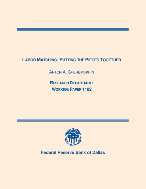 (PDF) LABOR MATCHING: PUTTING THE PIECES TOGETHER