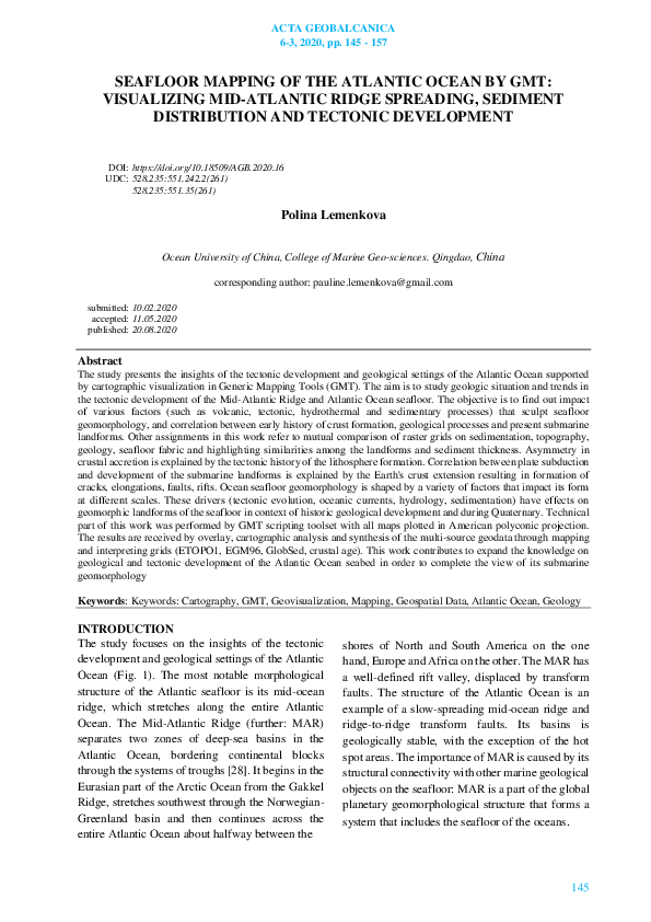 (PDF) Seafloor Mapping of the Atlantic Ocean by GMT: Visualizing Mid-Atlantic Ridge Spreading ...