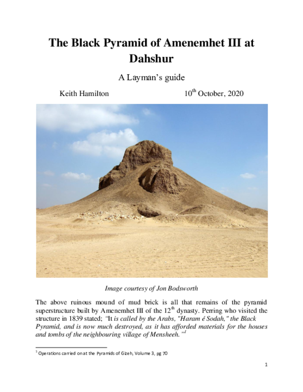 (PDF) The Black Pyramid of Amenemhet III at Dahshur, A Layman's guide