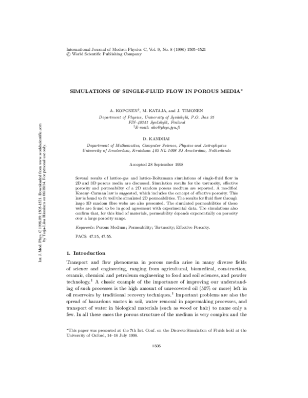 (PDF) Simulations of Single-Fluid Flow in Porous Media