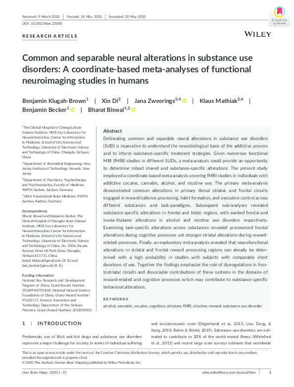 (PDF) Common and separable neural alterations in substance use disorders: A coordinate-based ...