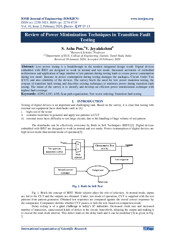 Pdf Review Of Power Minimization Techniques In Transition Fault Testing